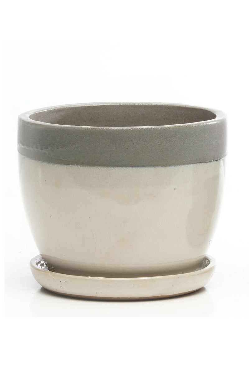Alfresco Chic Collar Planter With Saucer Large Grey – Chalet
