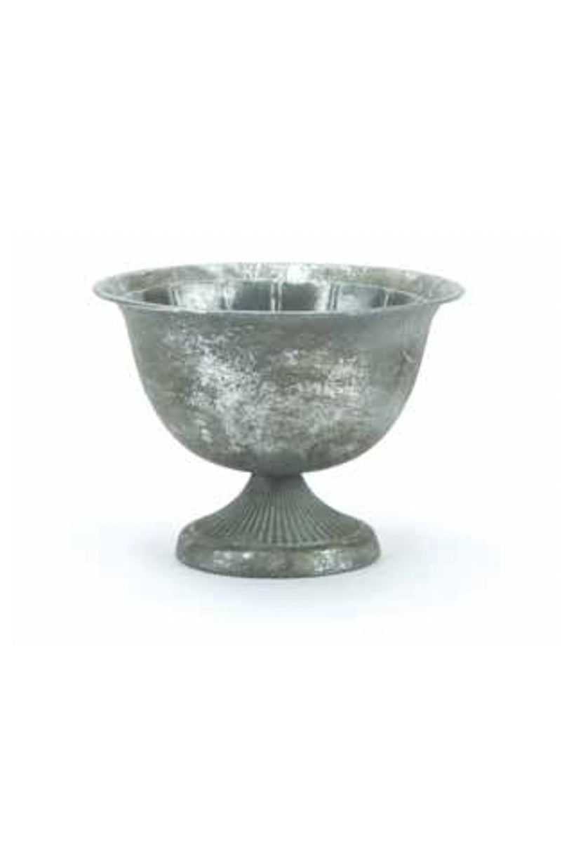 Metal Urn Round with Base Silver – Chalet