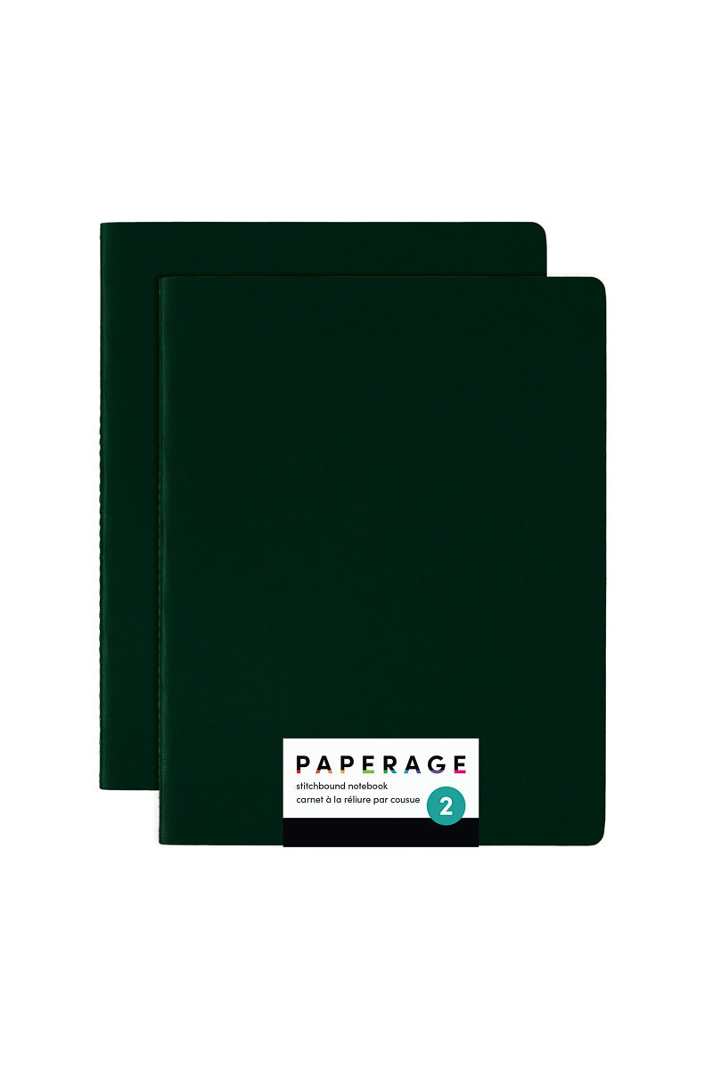 Paperage Stitchbound Lined Notebook Large 2 Pack Dark Green – Chalet